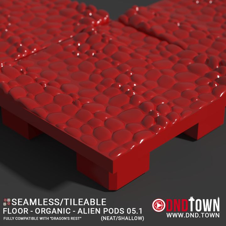 3D Printable 3D Modular Dungeon Tile: Floor - Organic - Alien Pods 5.1 ...