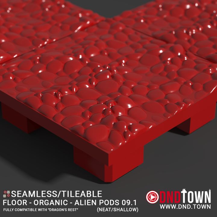 3D Printable 3D Modular Dungeon Tile: Floor - Organic - Alien Pods 9.1 ...
