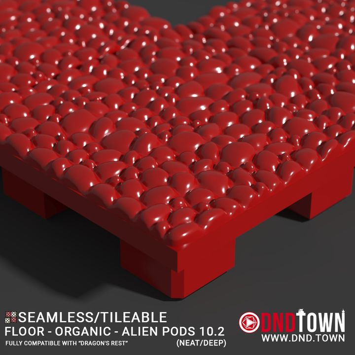 3D Printable 3D Modular Dungeon Tile: Floor - Organic - Alien Pods 10.2 ...