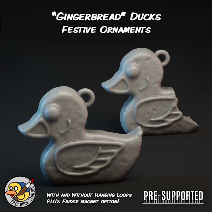 3D Printable Gingerbread Cookie Ducks - Christmas Ornaments / Magnets ...