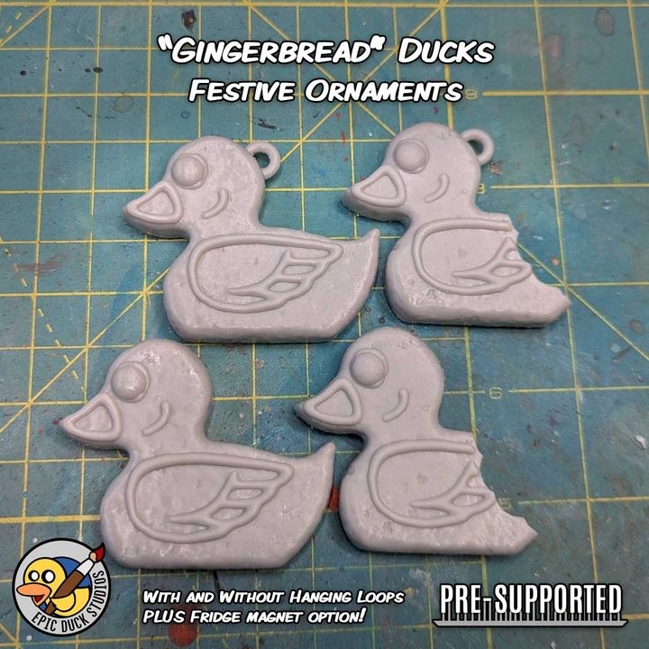 3D Printable Gingerbread Cookie Ducks - Christmas Ornaments / Magnets ...