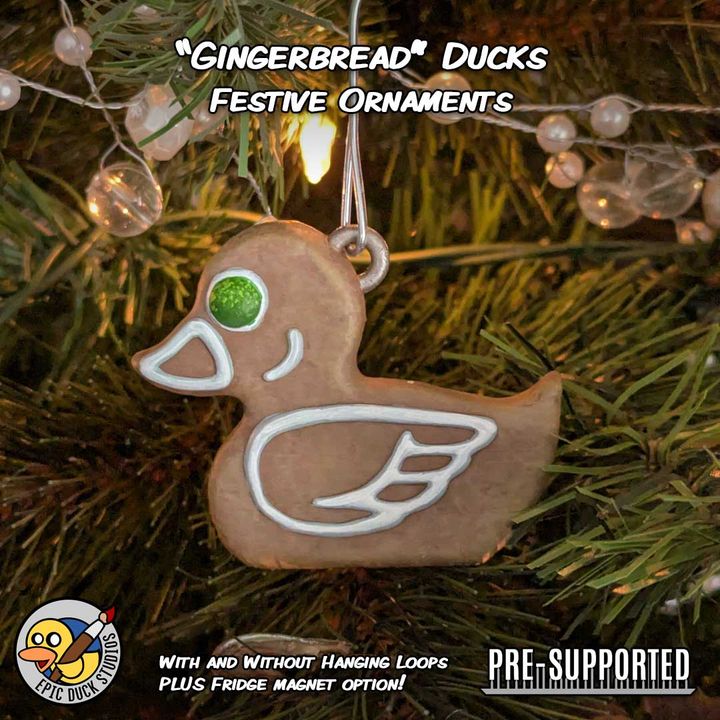 3D Printable Gingerbread Cookie Ducks - Christmas Ornaments / Magnets ...