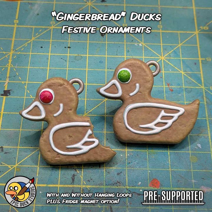 3D Printable Gingerbread Cookie Ducks - Christmas Ornaments / Magnets ...