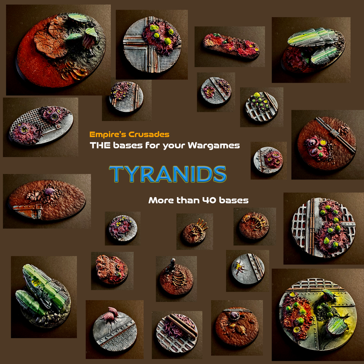 3D Printable TYRANIDS Bases and Toppers for your Miniatures by Warg'Name
