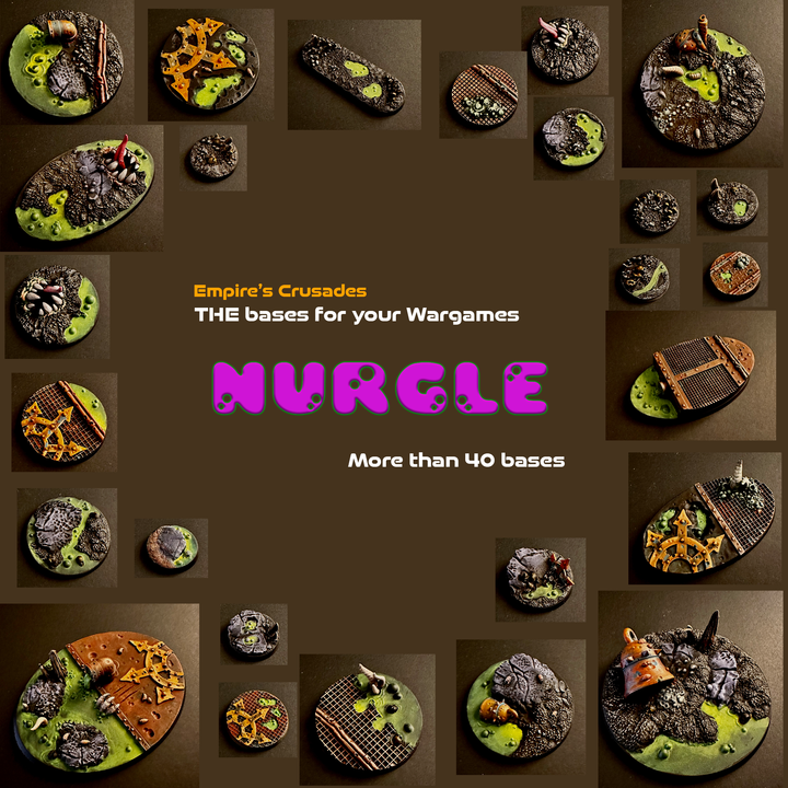 3D Printable NURGLE Bases and Toppers for your Miniatures by Warg'Name