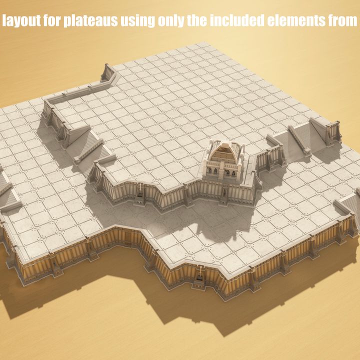 3D Printable Concretium - brim tiles and plateaus by LumosMiniatureTerrain