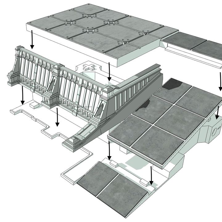 3D Printable Concretium - brim tiles and plateaus by LumosMiniatureTerrain
