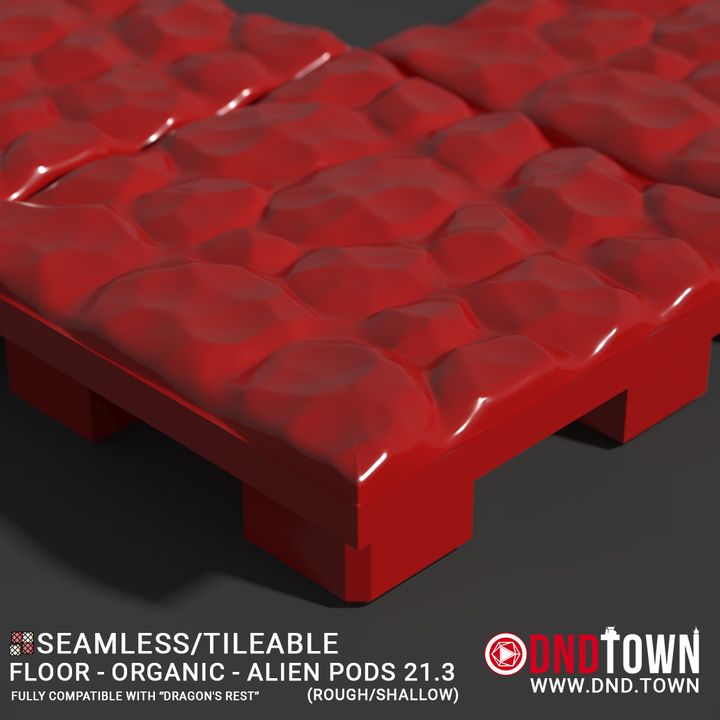 3D Printable 3D Modular Dungeon Tile: Floor - Organic - Alien Pods 21.3 ...