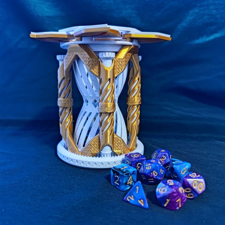 3D Printable Rotating Hourglass Dice Box by 3DTechDesigns