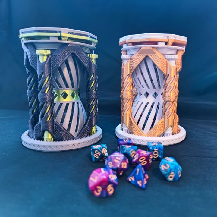 3D Printable Rotating Hourglass Dice Box by 3DTechDesigns