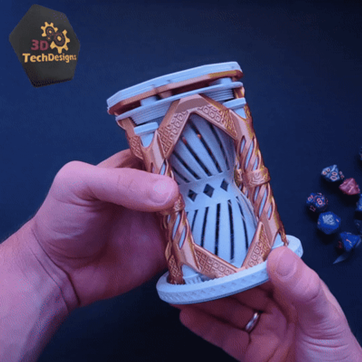 3D Printable Rotating Hourglass Dice Box by 3DTechDesigns