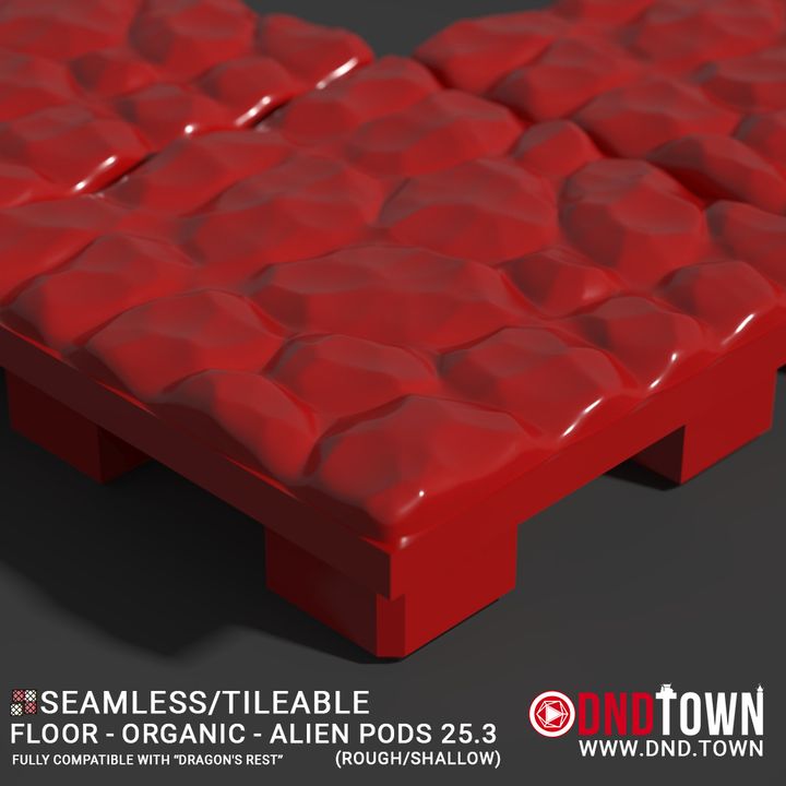 3D Printable 3D Modular Dungeon Tile: Floor - Organic - Alien Pods 25.3 ...