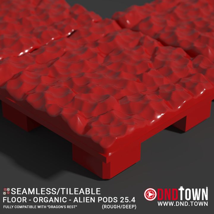 3D Printable 3D Modular Dungeon Tile: Floor - Organic - Alien Pods 25.4 ...
