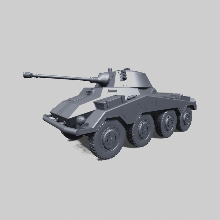 3D Printable Sd.Kfz.234/2 (Puma) + 3 Tankmen (Germany, WW2) by Wargame3d