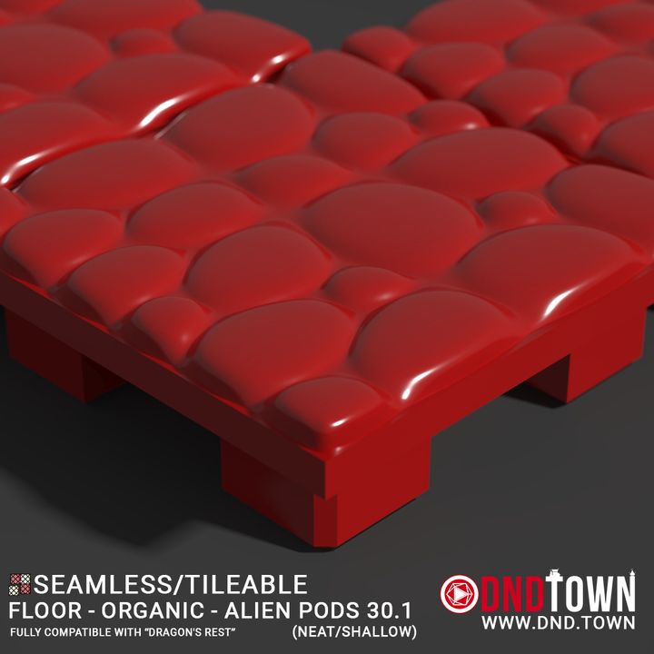 3D Printable 3D Modular Dungeon Tile: Floor - Organic - Alien Pods 30.1 ...