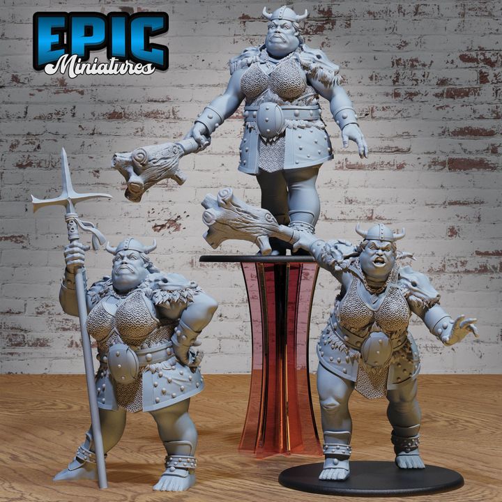 3D Printable Hill Giantess Set / Bulky Female Warrior / Mountain Guard ...