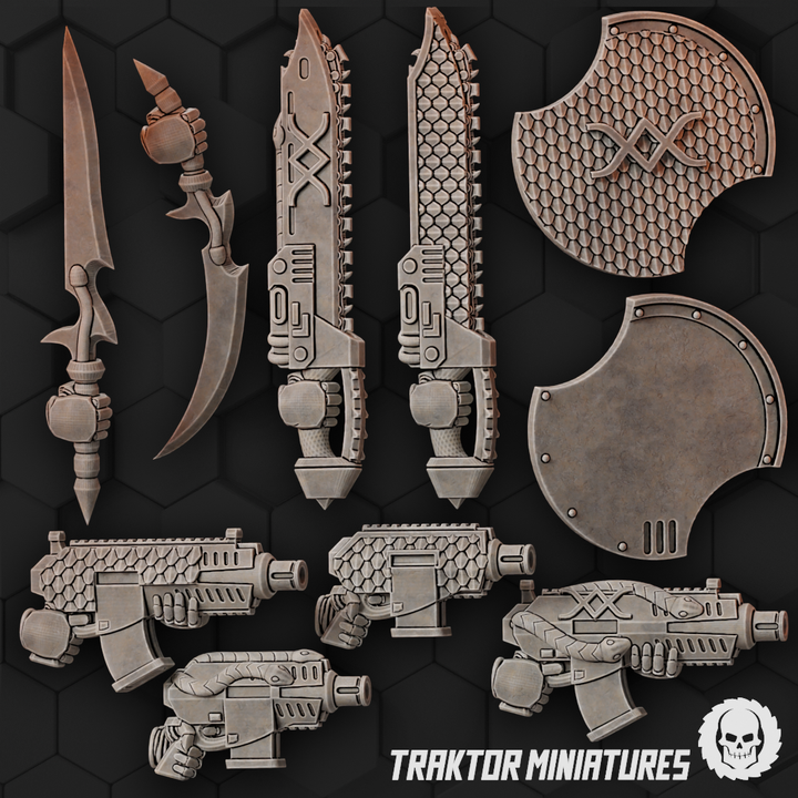 3D Printable Mk Hex Serpent Weapons by Traktor Miniatures