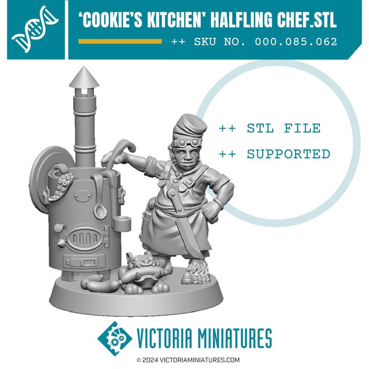 3D Printable Cookie's Kitchen, Halfling Chef by Victoria
