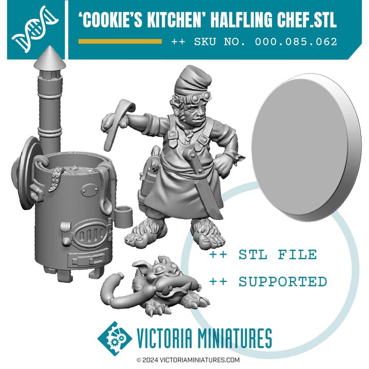 3D Printable Cookie's Kitchen, Halfling Chef by Victoria