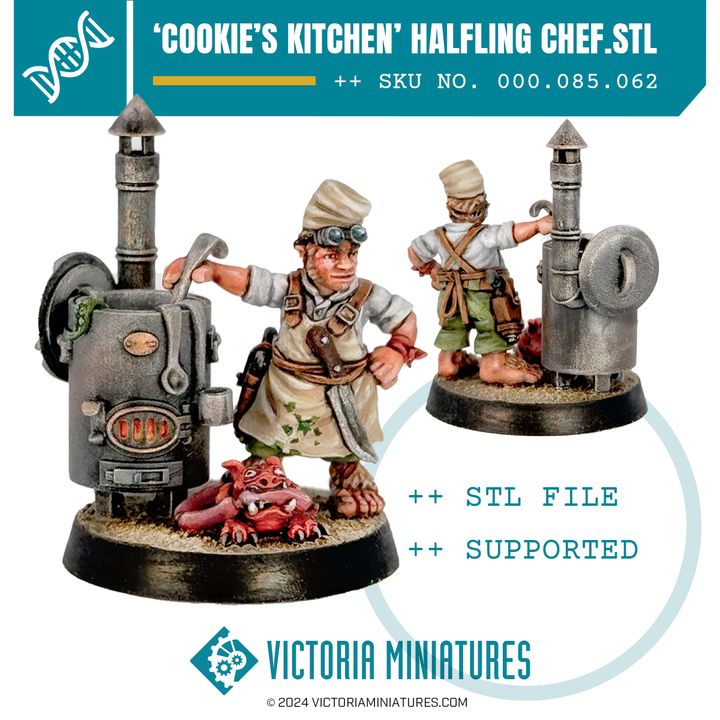 3D Printable Cookie's Kitchen, Halfling Chef by Victoria