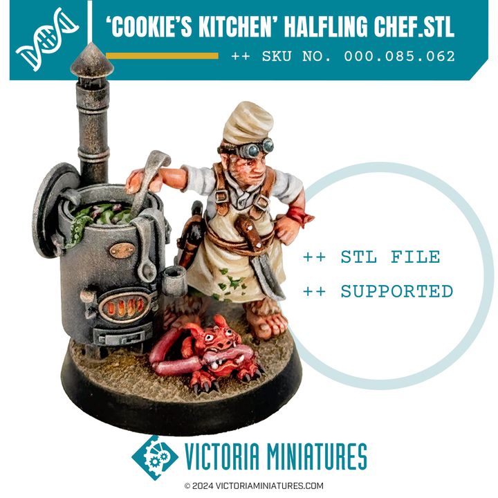 3D Printable Cookie's Kitchen, Halfling Chef by Victoria
