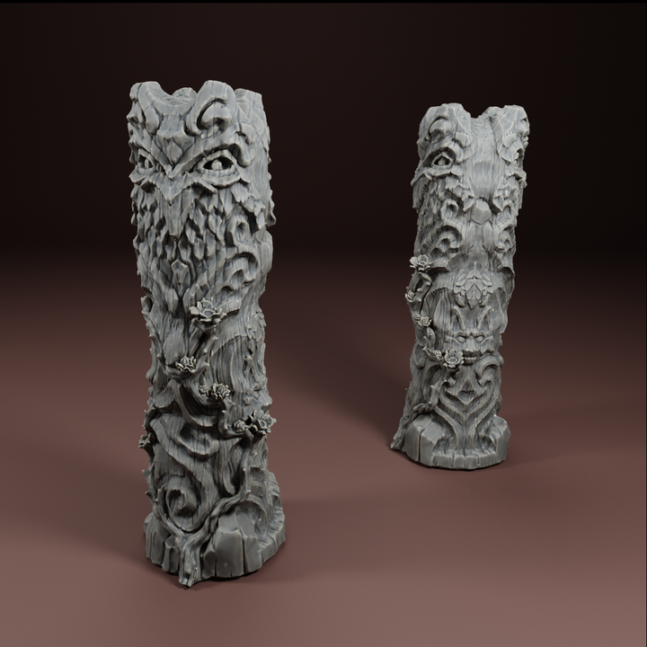 3D Printable 3 carved totems for any magic forest or table by StoneAxe ...