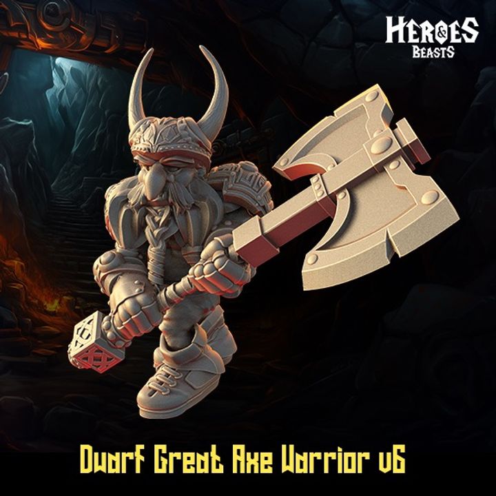 3D Printable Dwarf epic axe wielders v6 by Heroes and Beasts