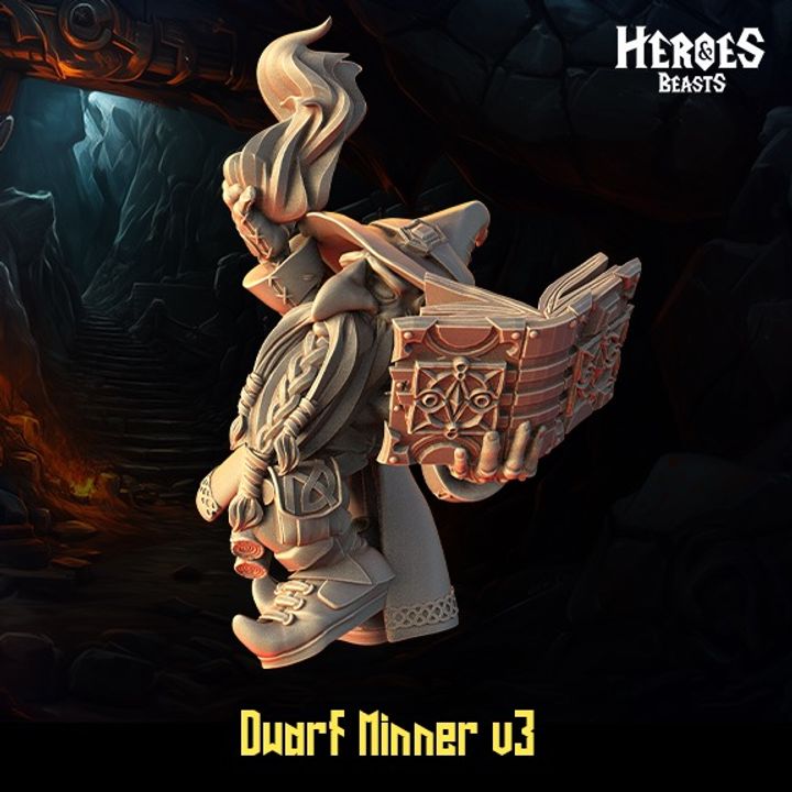 3D Printable dwarf wizard v3 by Heroes and Beasts