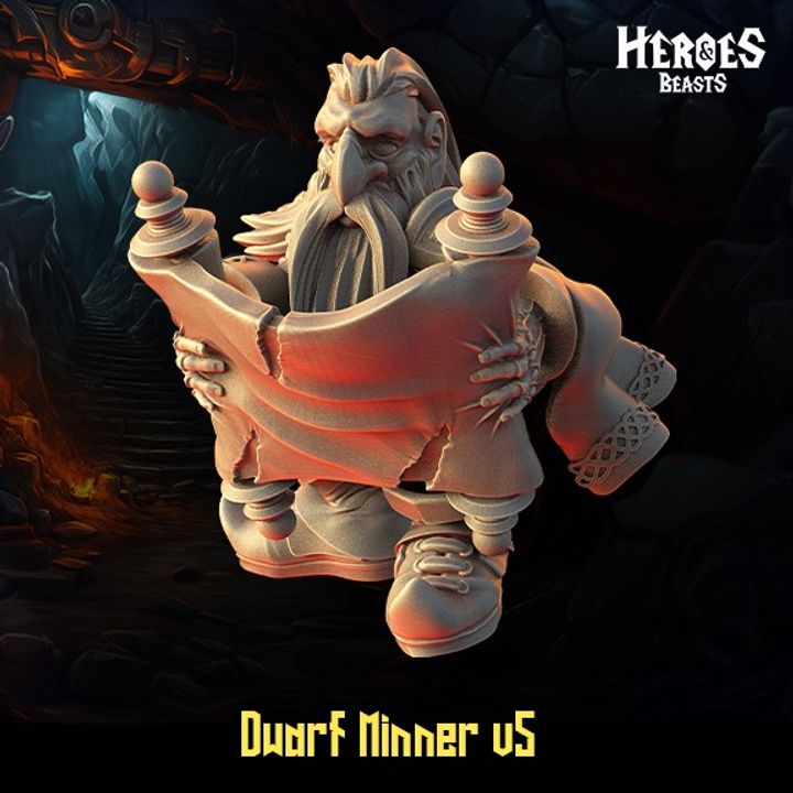 3D Printable dwarf wizard v5 by Heroes and Beasts