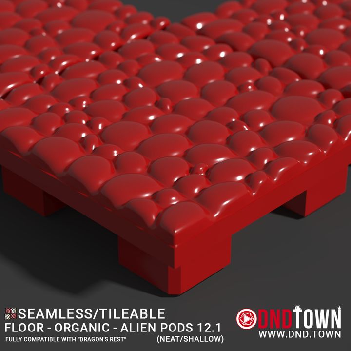 3D Printable 3D Modular Dungeon Tile: Floor - Organic - Alien Pods 12.1 ...
