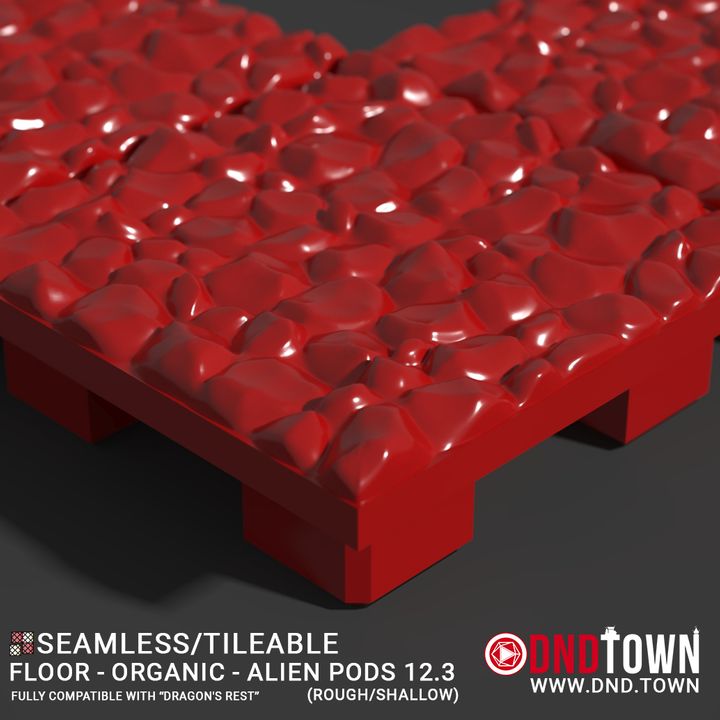 3D Printable 3D Modular Dungeon Tile: Floor - Organic - Alien Pods 12.3 ...