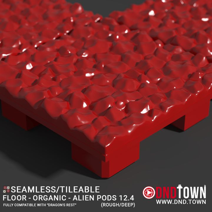 3D Printable 3D Modular Dungeon Tile: Floor - Organic - Alien Pods 12.4 ...