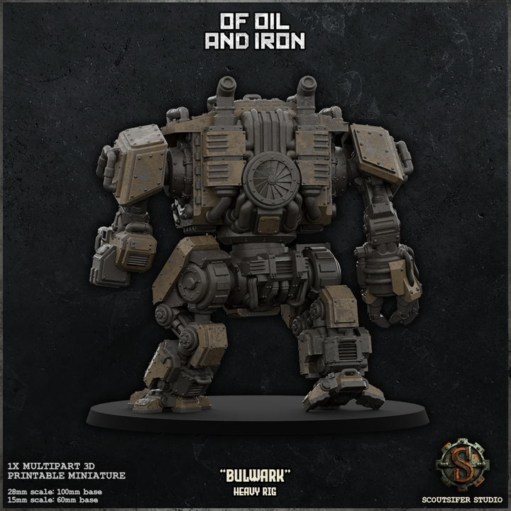 3D Printable "Bulwark" Heavy Rig | Dieselpunk Mech by Scoutsifer Studio