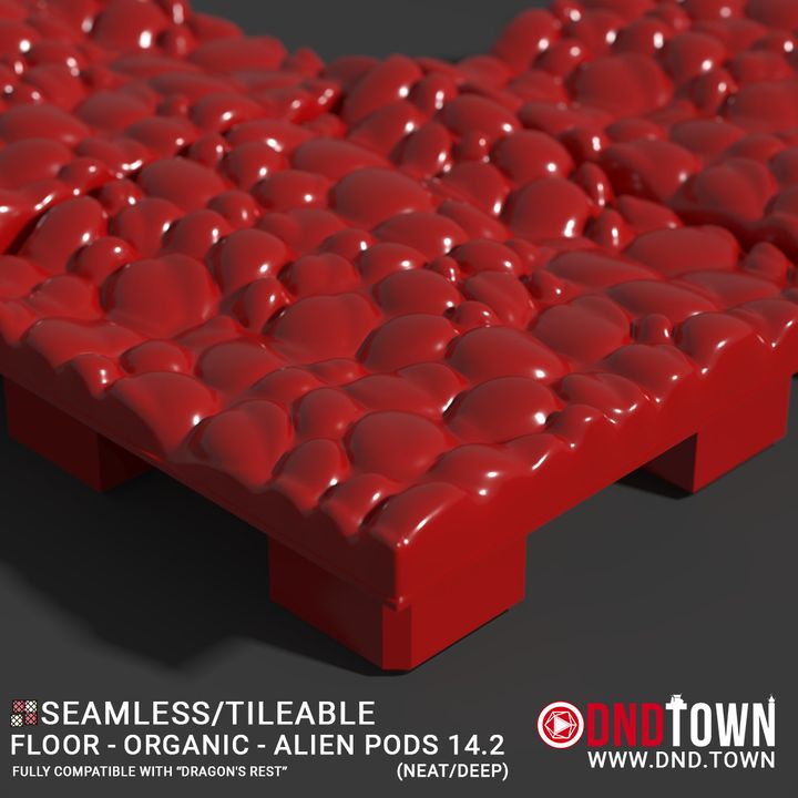 3D Printable 3D Modular Dungeon Tile: Floor - Organic - Alien Pods 14.2 ...