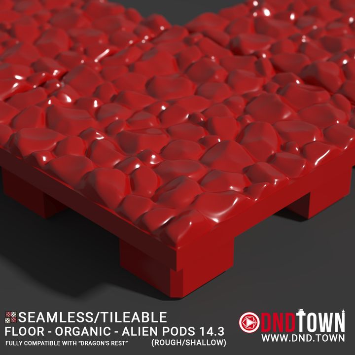 3D Printable 3D Modular Dungeon Tile: Floor - Organic - Alien Pods 14.3 ...