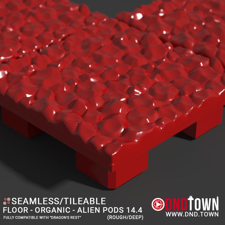 3D Printable 3D Modular Dungeon Tile: Floor - Organic - Alien Pods 14.4 ...