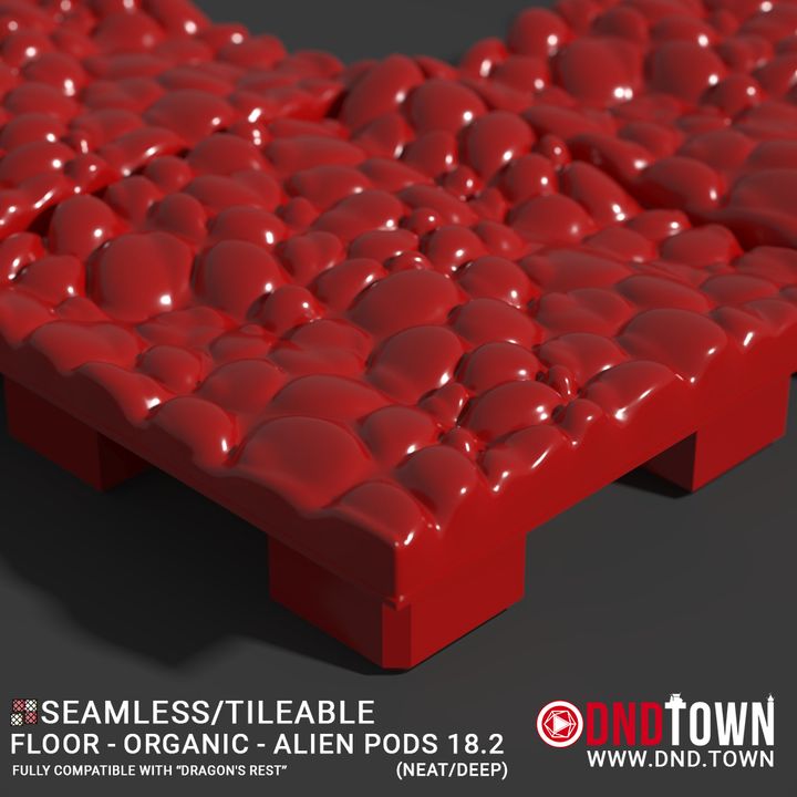 3D Printable 3D Modular Dungeon Tile: Floor - Organic - Alien Pods 18.2 ...