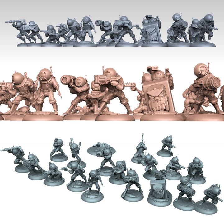 3D Printable XCOM Terror From The Deep Aquanauts by Sharedog Miniatures