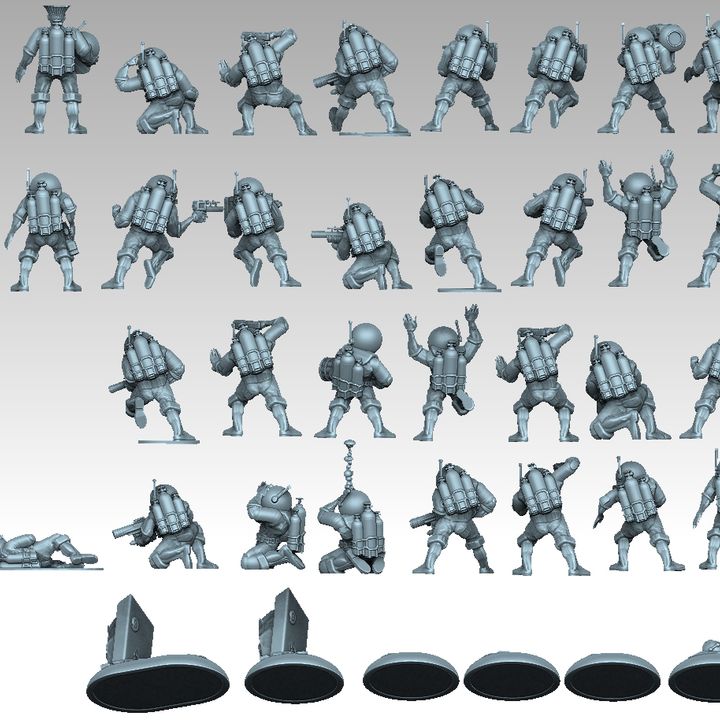 3D Printable XCOM Terror From The Deep Aquanauts by Sharedog Miniatures