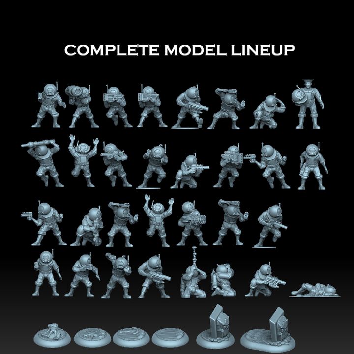 3D Printable XCOM Terror From The Deep Aquanauts by Sharedog Miniatures