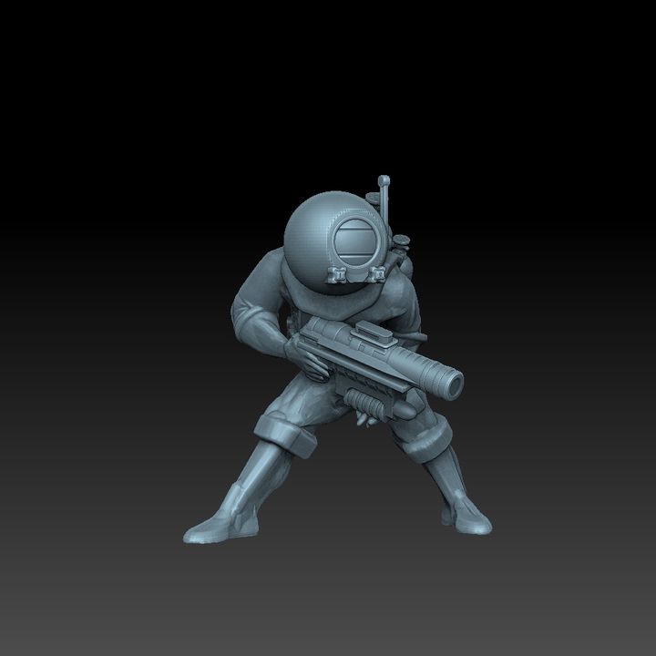3D Printable XCOM Terror From The Deep Aquanauts by Sharedog Miniatures