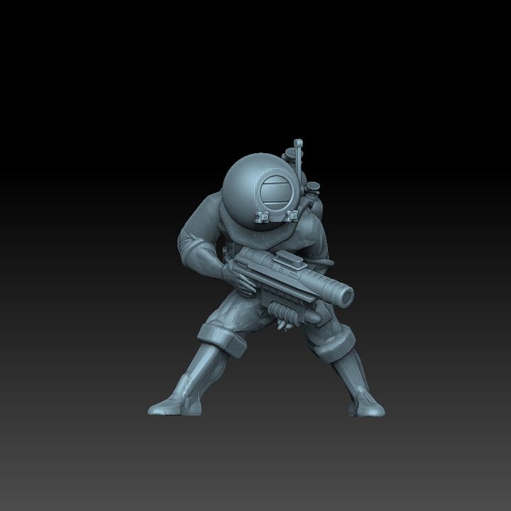 3D Printable XCOM Terror From The Deep Aquanauts by Sharedog Miniatures