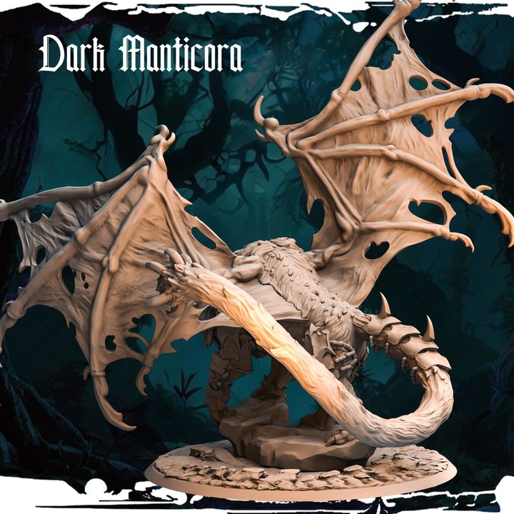 3D Printable Dark Manticore - 2 poses - Army of Darkness: Dark Elves by ...