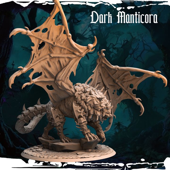 3D Printable Dark Manticore - 2 poses - Army of Darkness: Dark Elves by ...