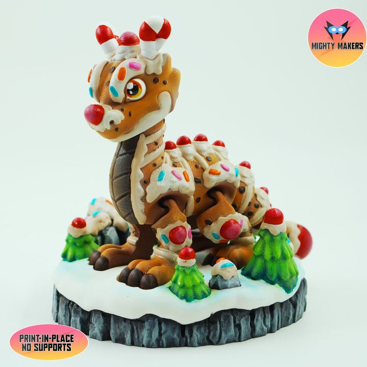 3D Printable Flexi Gingerbread Dragon by Mighty Makers
