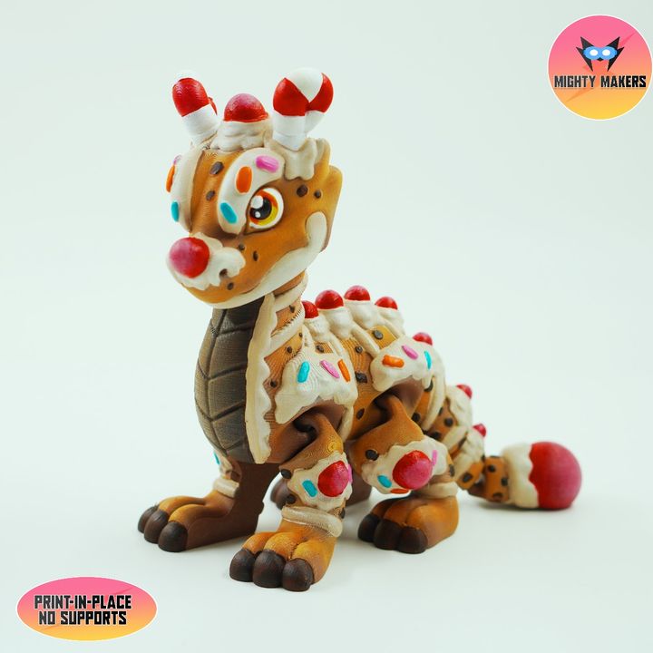 3D Printable Flexi Gingerbread Dragon by Mighty Makers