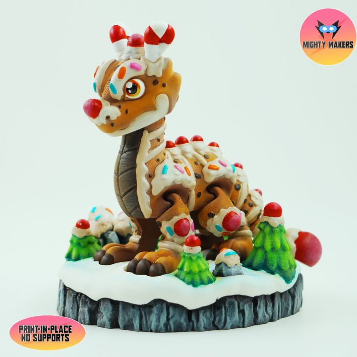 3D Printable Flexi Gingerbread Dragon by Mighty Makers