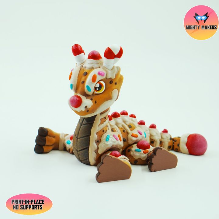 3D Printable Flexi Gingerbread Dragon by Mighty Makers