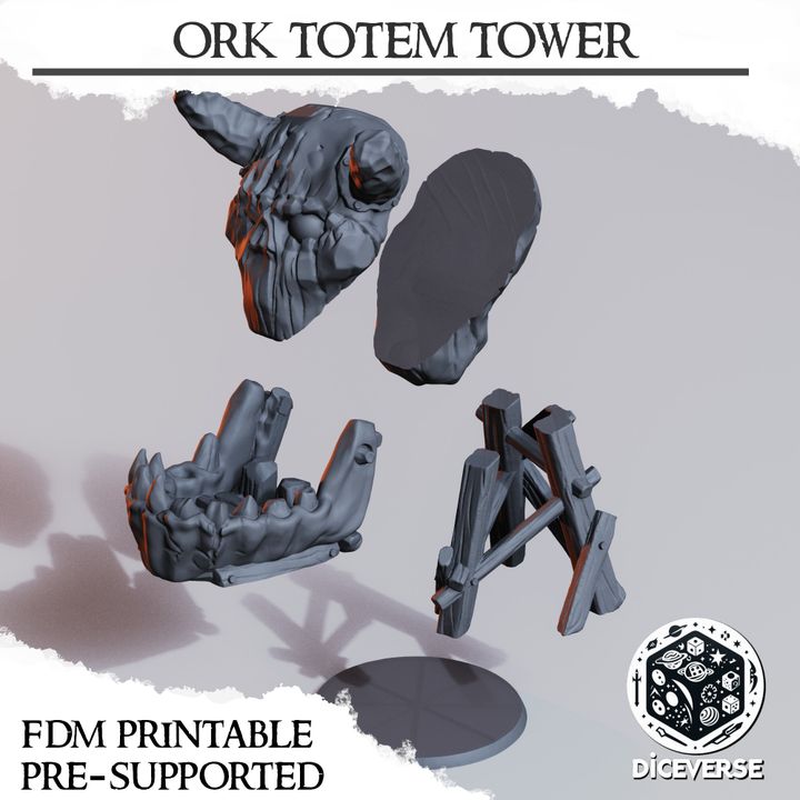 3D Printable Orc Totem Tower by Diceverse