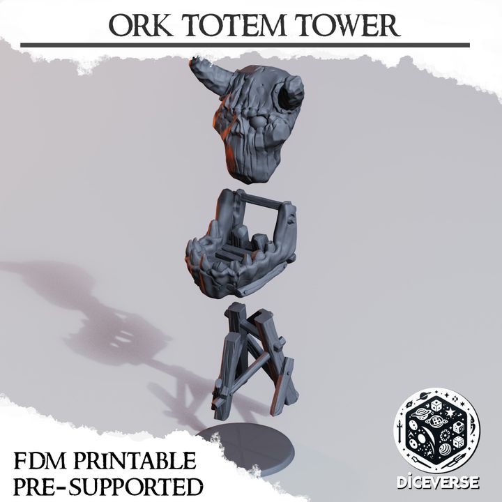 3D Printable Orc Totem Tower by Diceverse